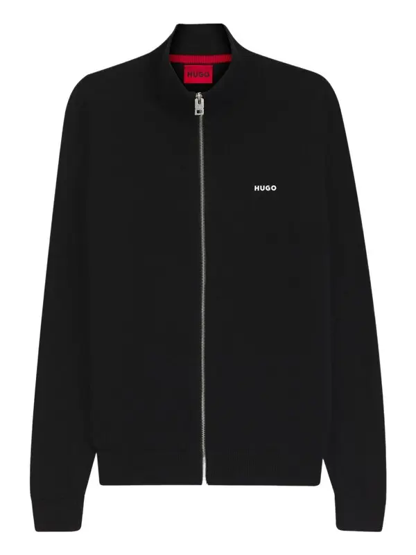 Hugo Boss Zip Mock-neck Cardigan - Black