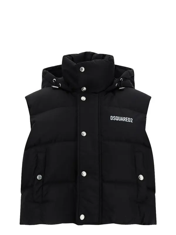 Dsquared2 Sleeveless Puffer Gilet With Logo Detail - Black