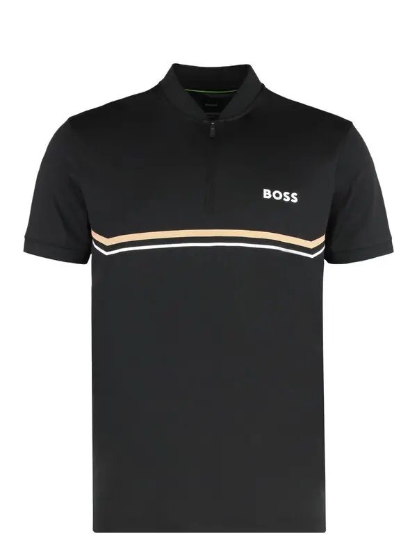 Hugo Boss Zip Detailed Short-sleeved Polo Shirt - Black