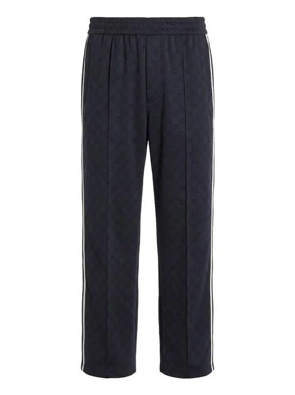 Gucci Gg Jacquard Wide-leg Trousers - Navy Blue