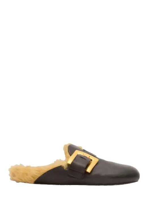 Balmain Buckle-detail Leather Mules - Black