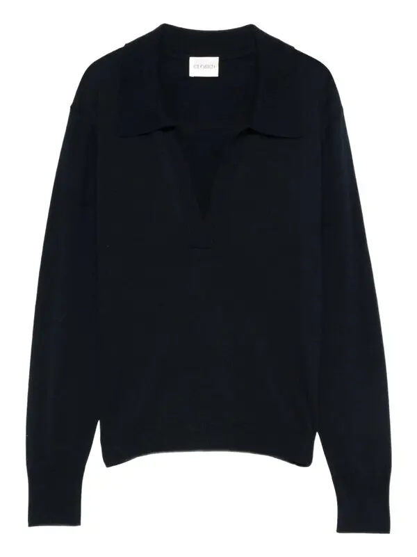 Closed Long-sleeve Polo Top - Black