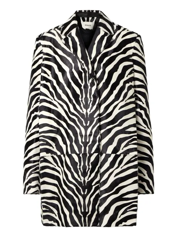 Khaite Zebra-print Calf Hair Patchwork Coat - Black