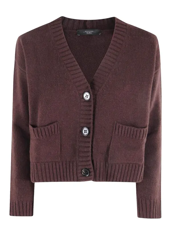 Max Mara Long-sleeved V-neck Cardigan With Pockets - Red