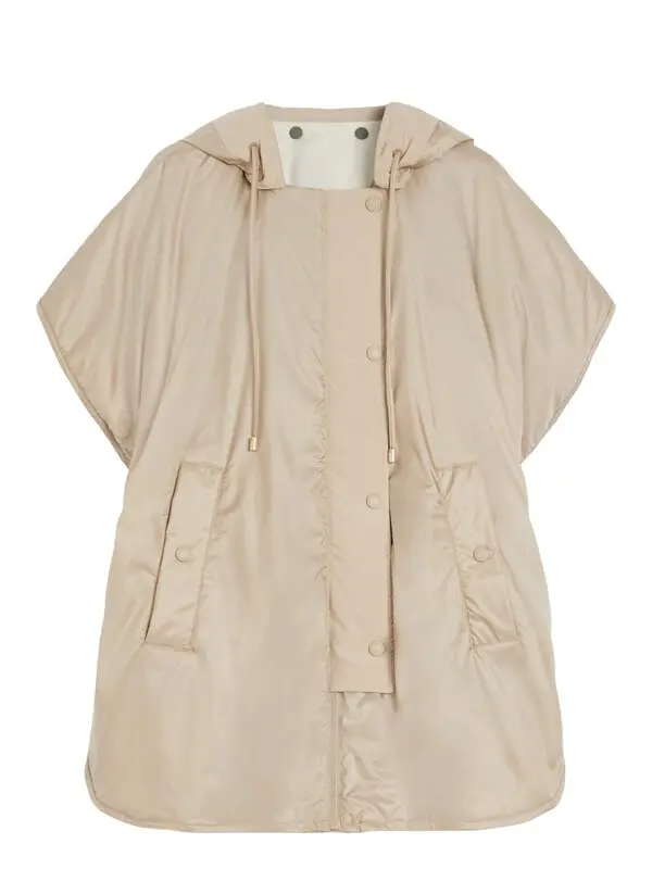Max Mara Reversible Water-repellent Canvas Cape With Hood - Beige