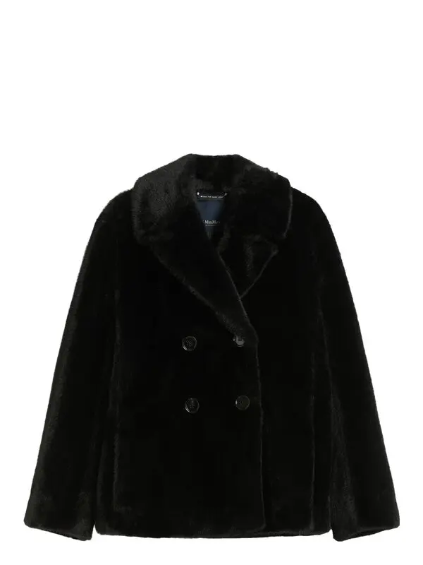 Max Mara Laura Faux Fur Double-breasted Cropped Jacket - Black