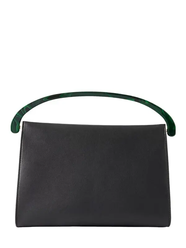 Dries Van Noten Leather Shoulder Bag With Gold Buckle - Black