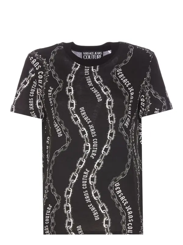 Versace Chain Print Crewneck T-shirt - Black
