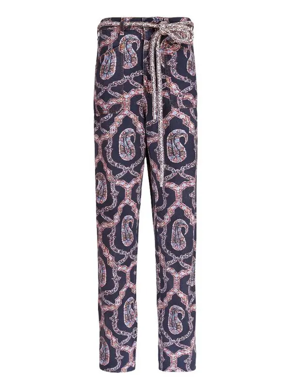 Etro Paisley Print Tied-waist Denim Trousers - Black