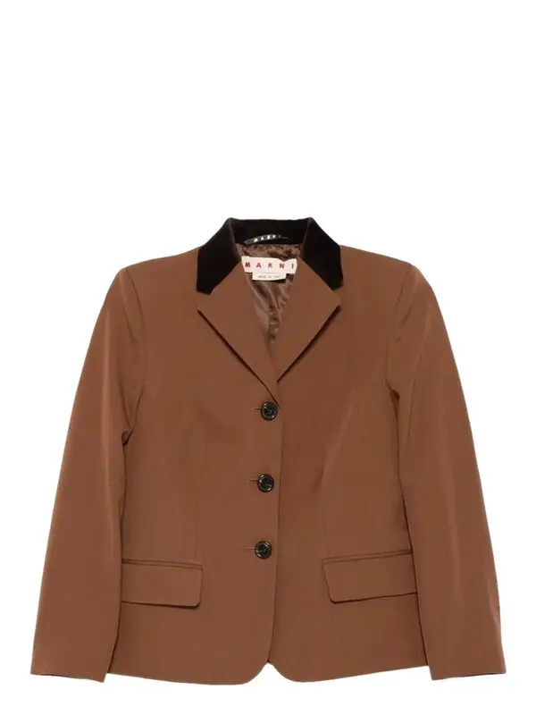 Marni Velvet-collared Button Blazer - Brown