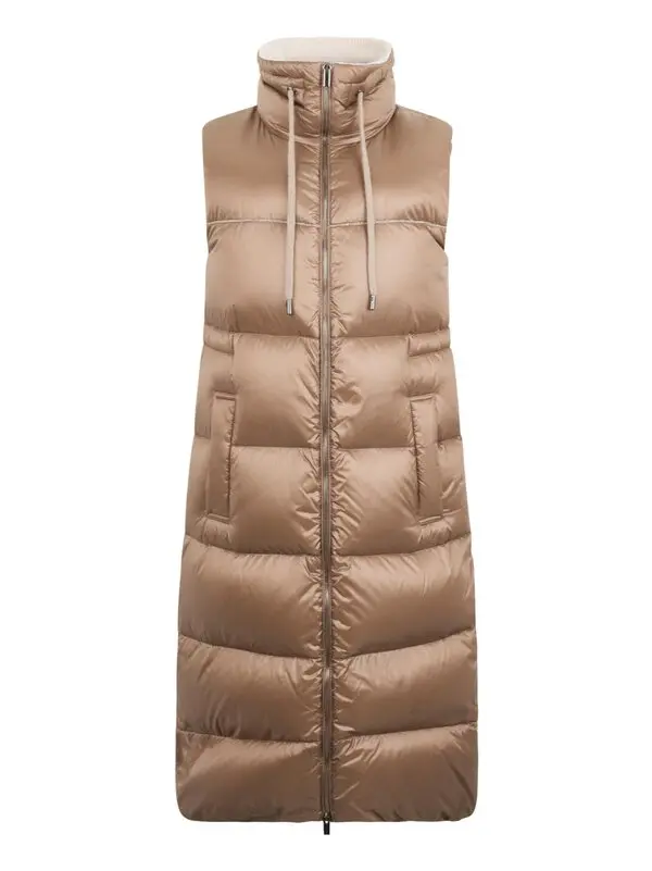 Peserico Zipped Padded Long Waistcoat - Brown