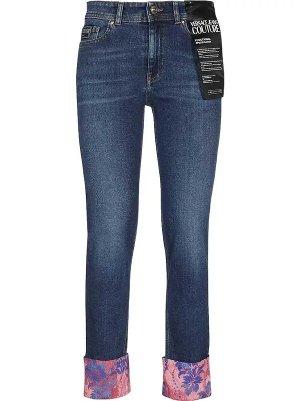 Versace Embroidered Floral Jeans - Blue