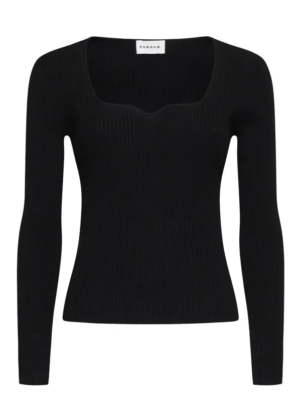 P.a.r.o.s.h Romy Square-neck Jumper - Black