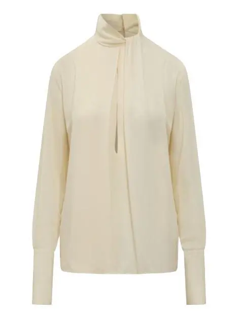 TOM FORD Long Sleeve Satin Blouse - Nude