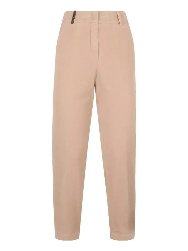Peserico Corduroy Tapered-leg Cropped Trousers - Nude
