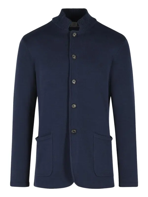 Eleventy Ribbed Collar Button-up Cardigan - Black
