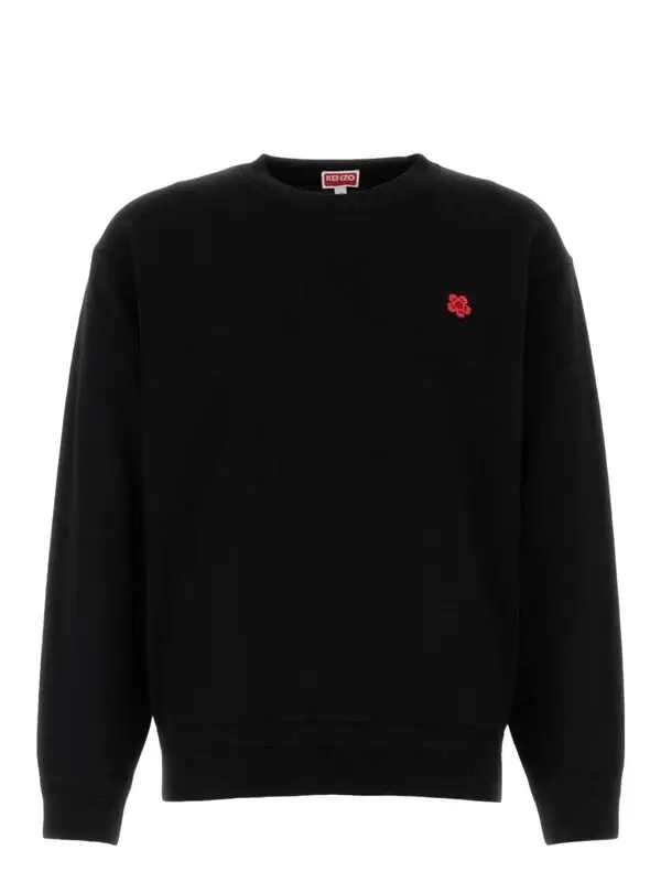 Kenzo Boke Flower Embroidered Crewneck Sweater - Black