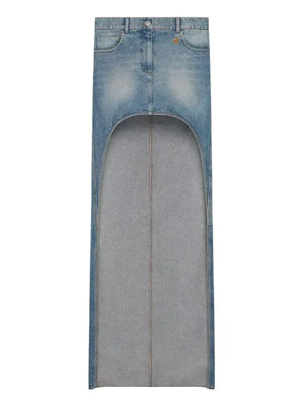 COURREGES Courrèges Denim Maxi Skirt With Cutout Detail - Gray