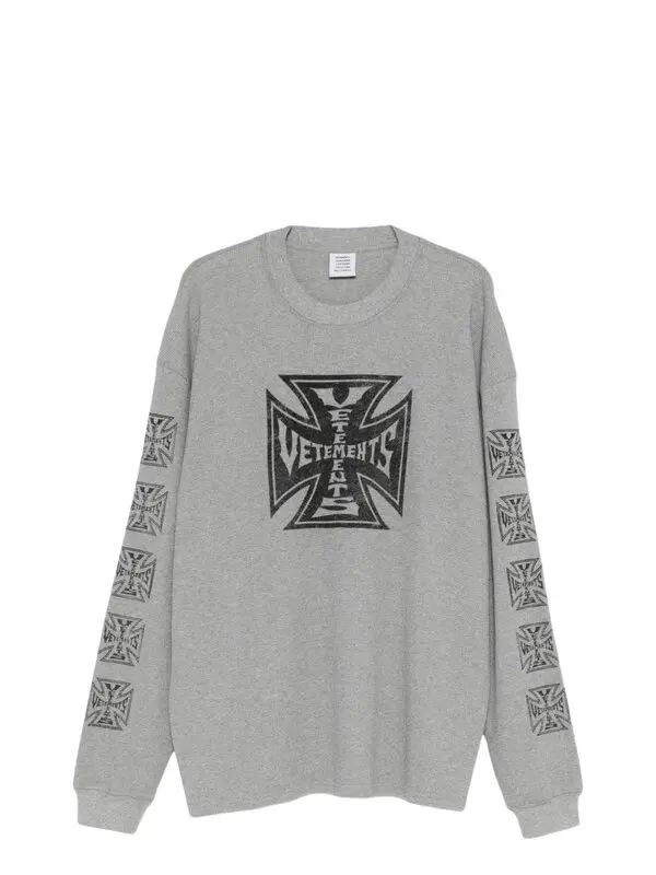 Vetements Long Sleeve Printed Sweatshirt - Gray