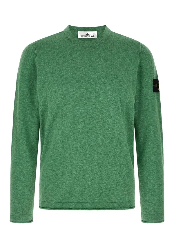 Stone Island Logo Badge Crewneck Sweater - Green