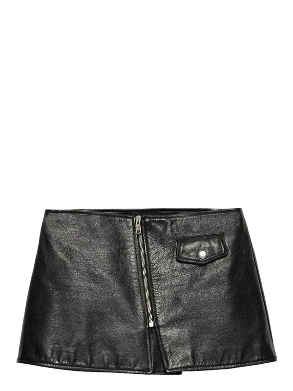 Prada Zip-up Leather Mini Skirt - Black