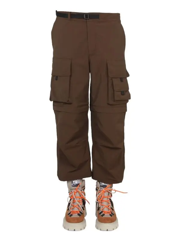 MSGM High Waist Cargo Pants With Buckle Belt And Removable Panels - Green