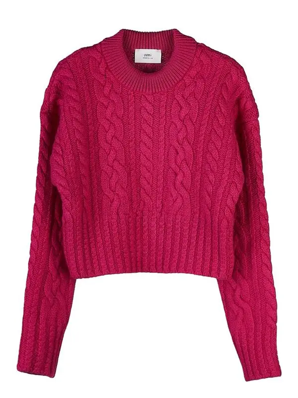 Ami Cable-knit Virgin Wool Jumper - Red