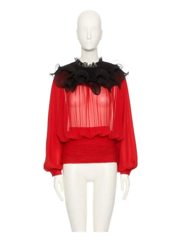 Valentino Garavani Light Georgette Top With Draped Shoulders - Red