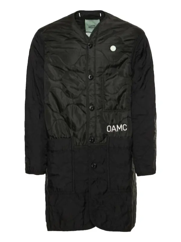OAMC Re:work Long-lined Quilted Jacket With Logo Detail - Black