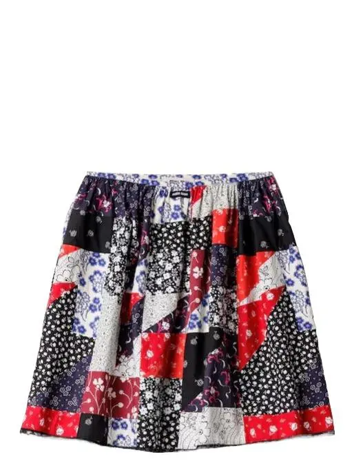 Miu Miu Patchwork Poplin Skirt - Multi-color