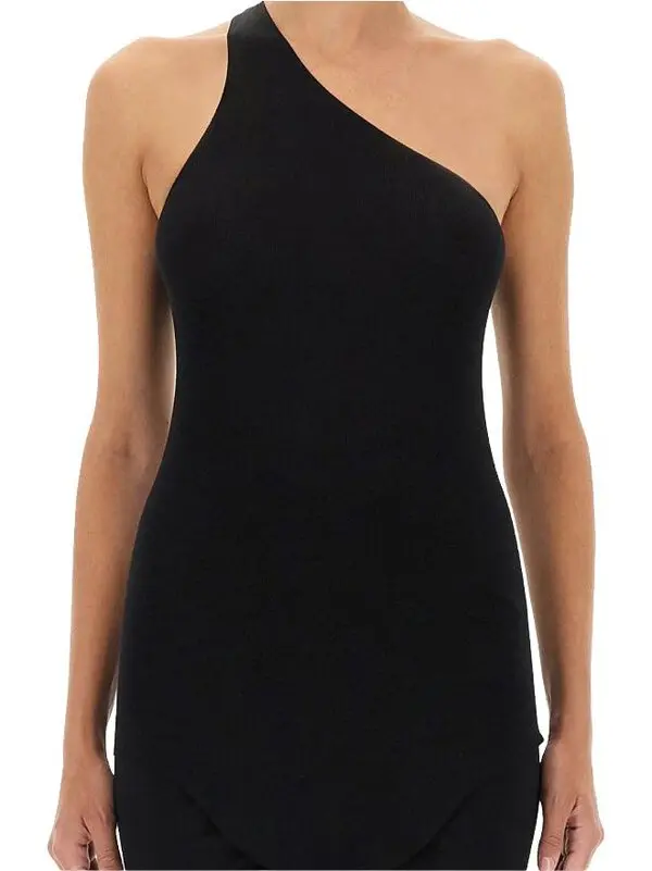 Rick Owens One-shoulder Ribbed Top - Black