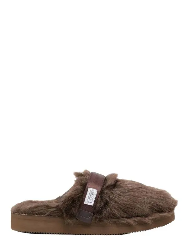 Suicoke Zavo Zeu Flat Slippers With Logo Patch - Brown