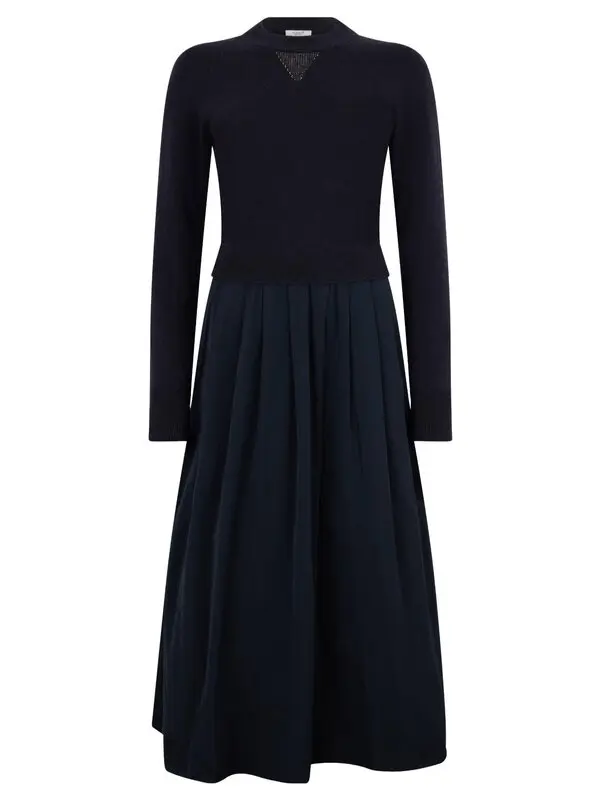 Peserico Pleated Long Sleeve Dress - Black