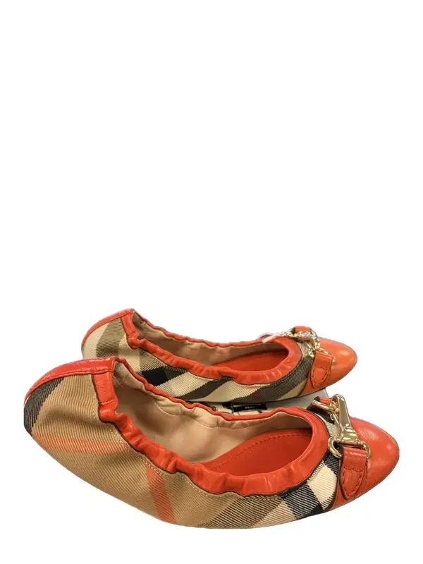 Burberry Round Toe Ballerina Flats - Brown