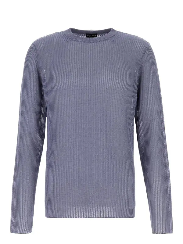 Giorgio Armani Costa Ribbed Knit Sweater - Purple