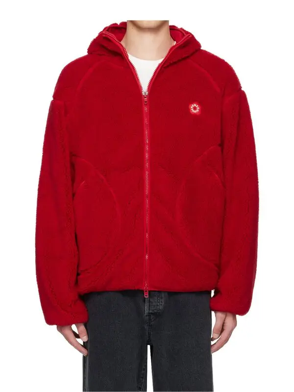 Kenzo Long Sleeve Hooded Zip-up Jacket - Red