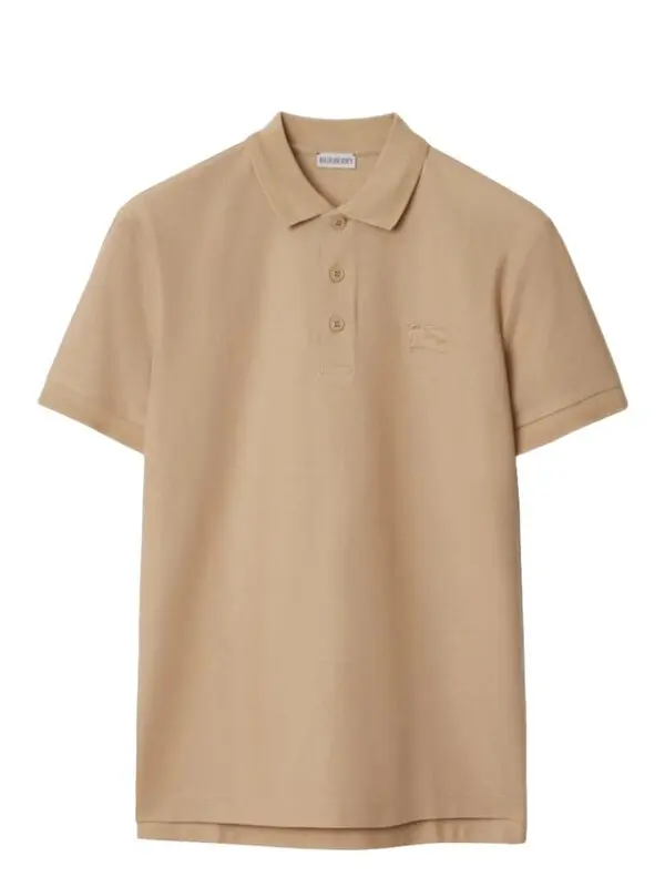 Burberry Logo Embroidered Short Sleeved Polo Shirt - Soft Tan