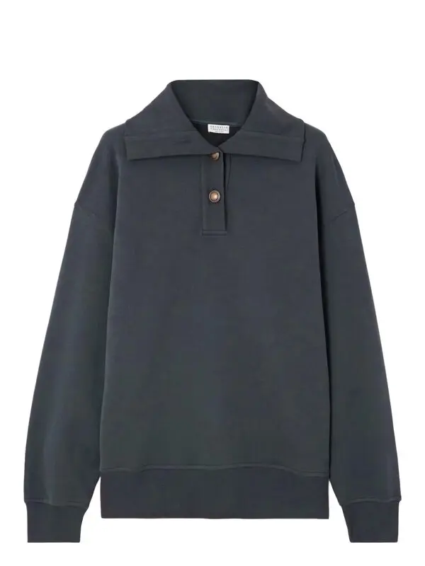 Brunello Cucinelli Long-sleeved Collared Sweatshirt - Black