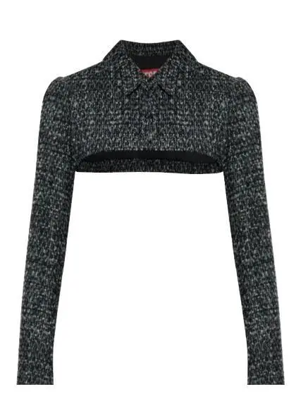 DIESEL® Tweed-texture Cropped Jacket - Black