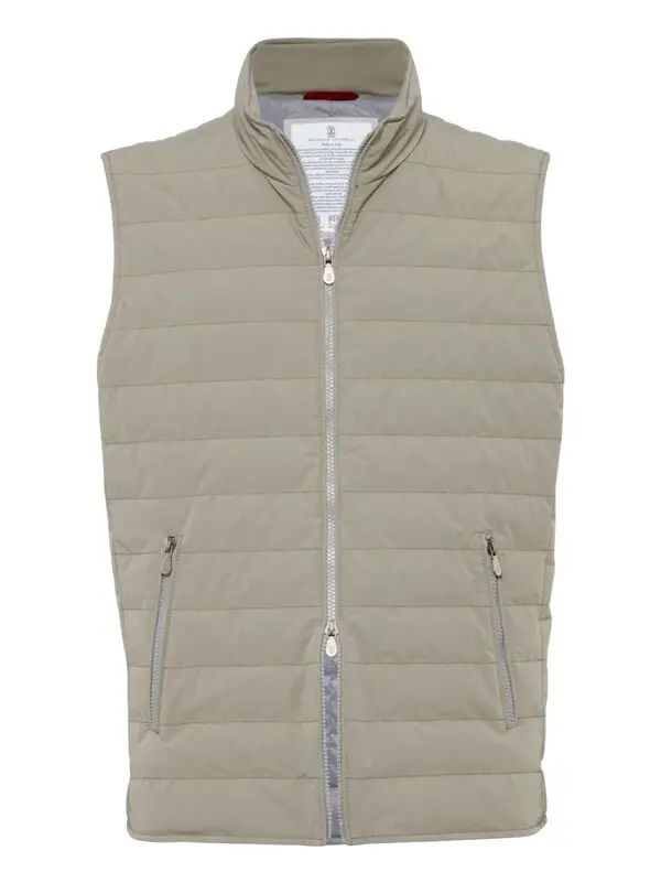 Brunello Cucinelli Quilted Zip-up Gilet - Military Green