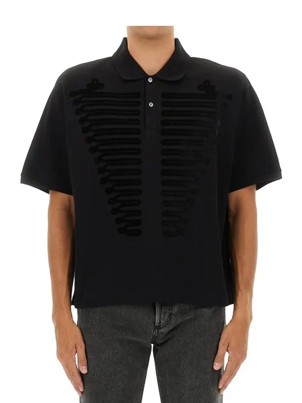 Alexander McQueen Graphic Printed Short Sleeved Polo Shirt - Black