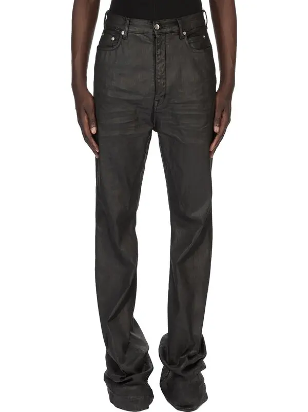Rick Owens Bolan Coated Bootcut Jeans - Black