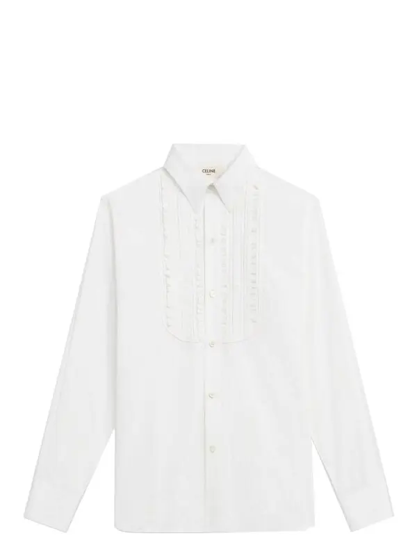 Celine Button-up Shirt With Lace Detail - White