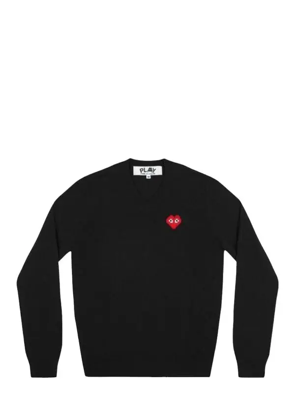 Play Comme Des Garcon V-neck Jumper - Black