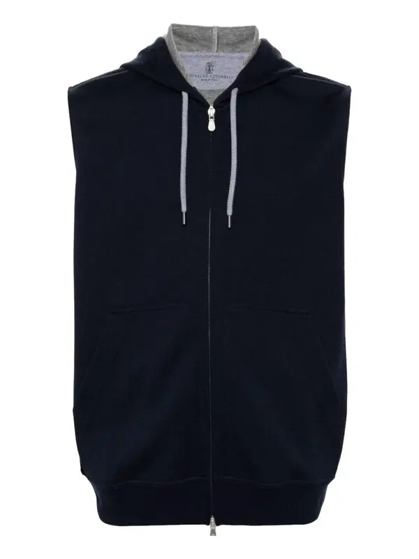 Brunello Cucinelli Drawstring Sleeveless Hoodie - Black