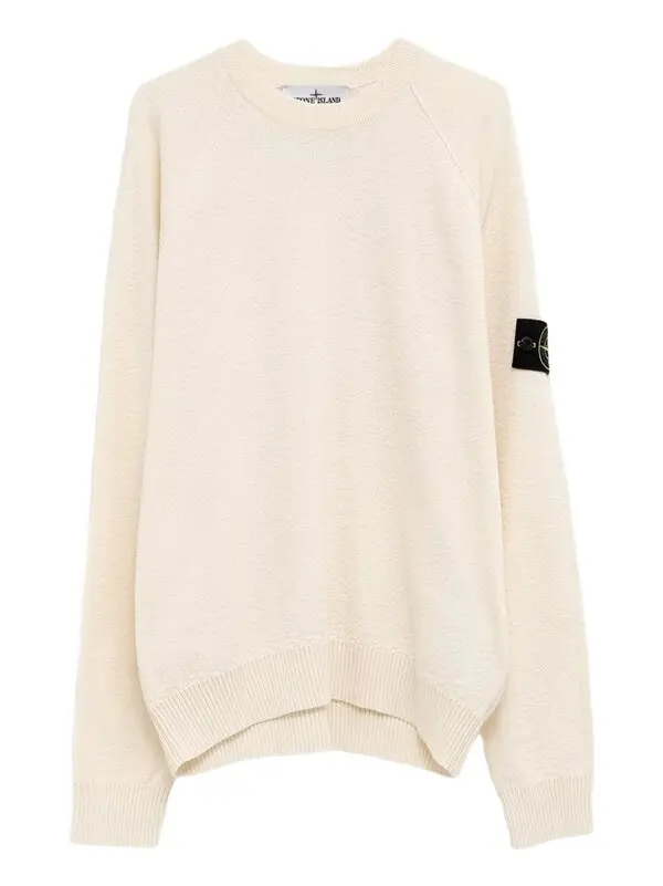 Stone Island Logo Patch Crewneck Jumper - Ivory