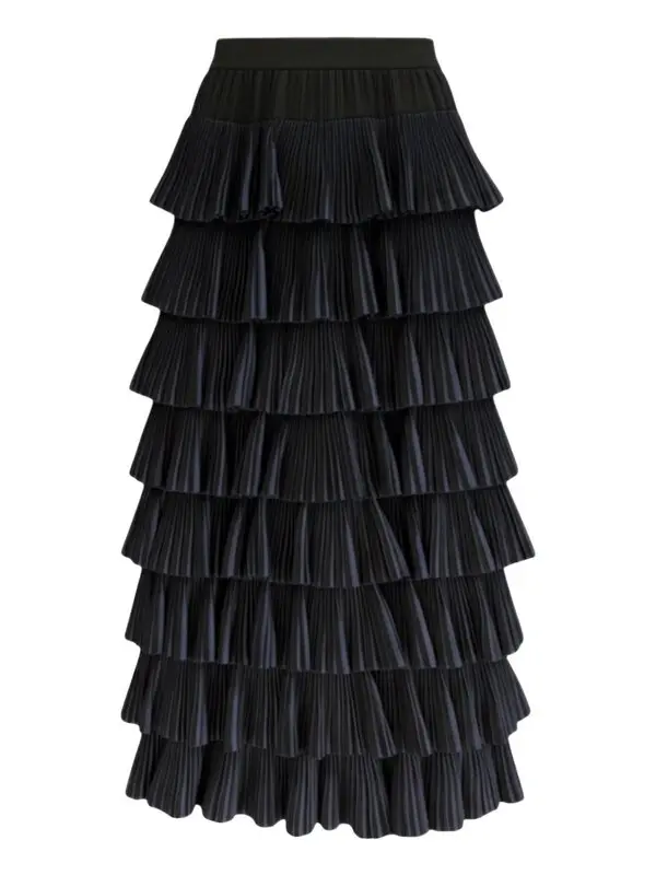 Alaïa Tiered Pleated Skirt - Black