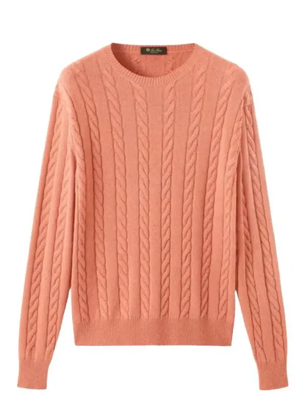 Loro Piana Cedar Cable-knit Crew Jumper - Autumn Sunset Mel