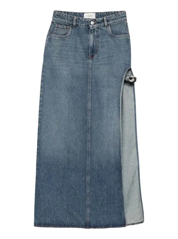 Coperni Denim Maxi Skirt With Side Slit - Blue