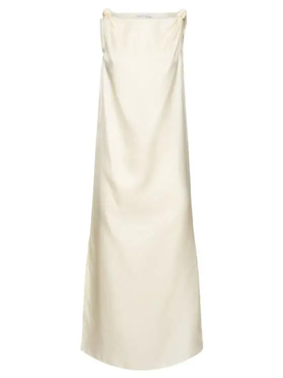 Loulou De Saison Sleeveless Draped Silk Midi Dress - White